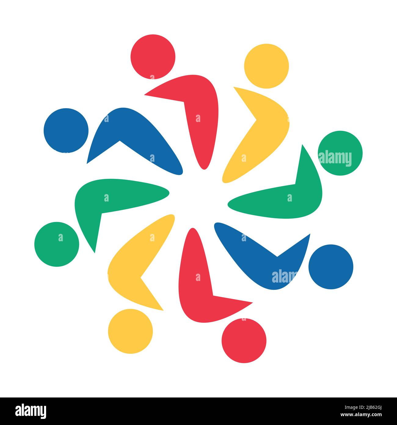 Vector graphic group connection logo.Eight people in the circle.logo ...