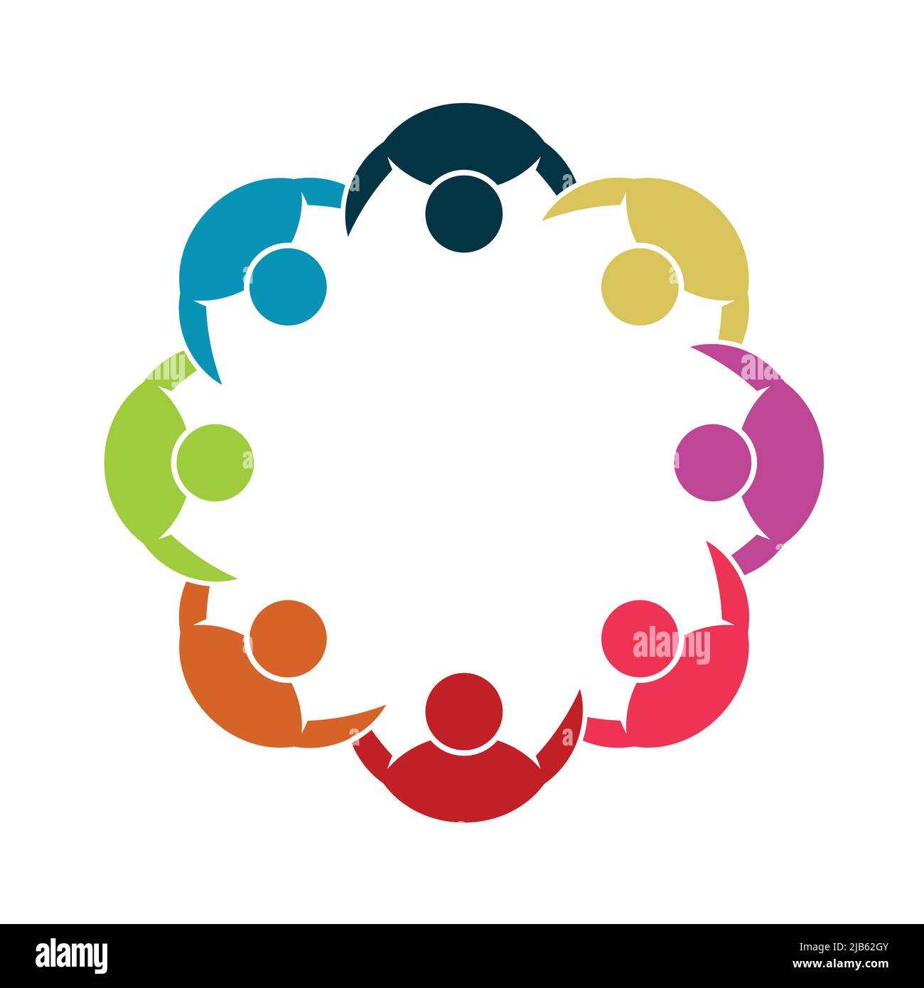 Vector graphic group connection logo.Eight people in the circle.logo ...