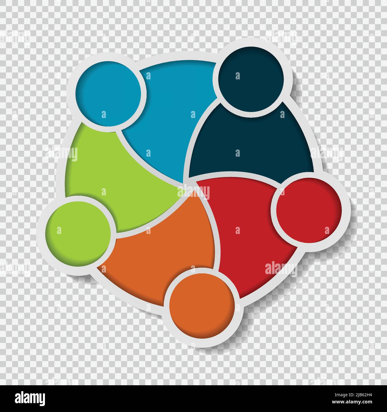Group of five people in a circle.Teamwork meeting.people are meeting in ...