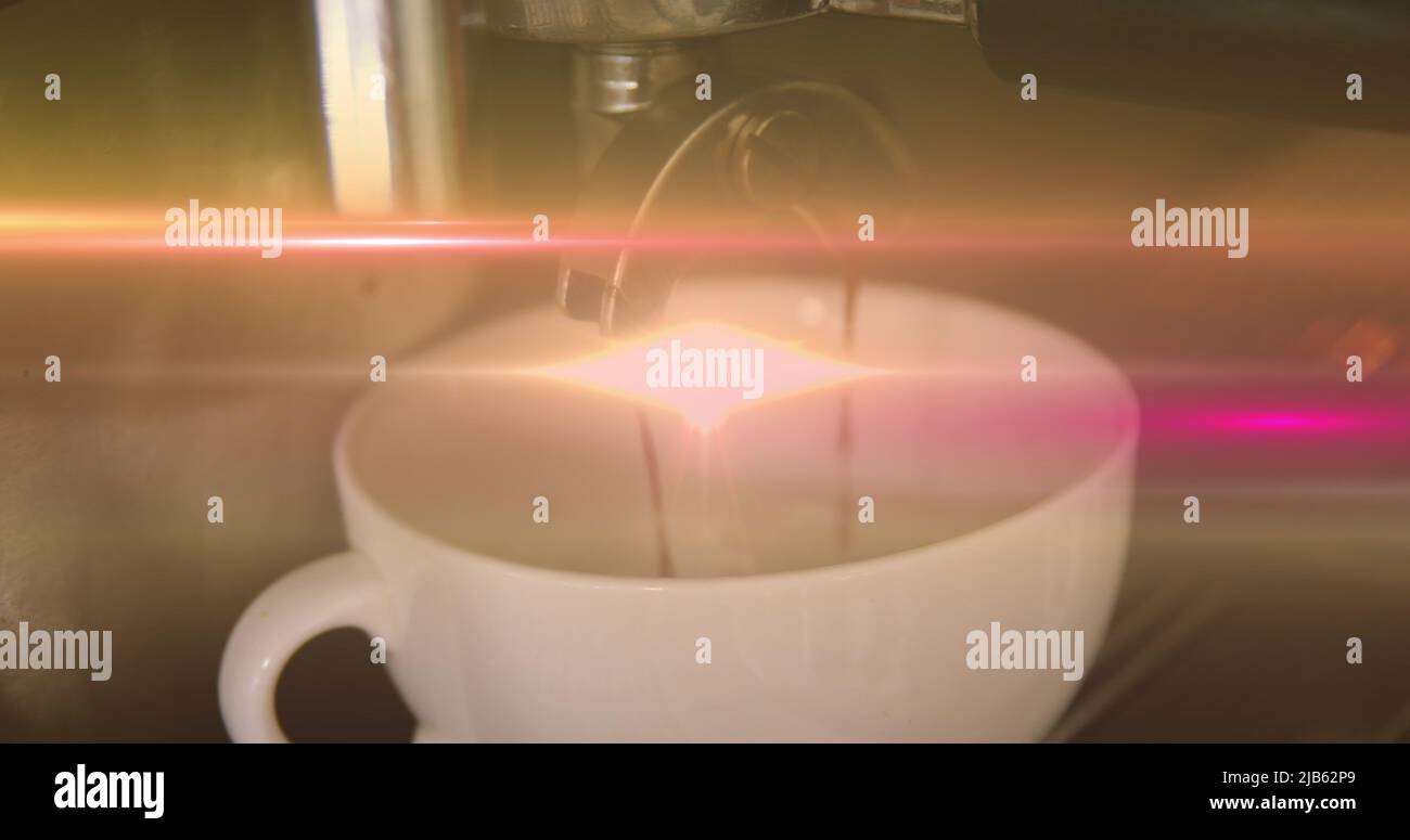 Image of light spots over coffee machine Stock Photo - Alamy
