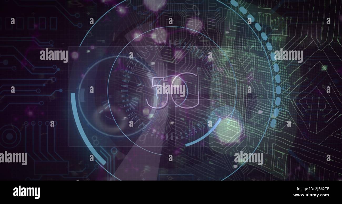 Image Of 5g Text Data Processing Online Security Padlock And Circuit