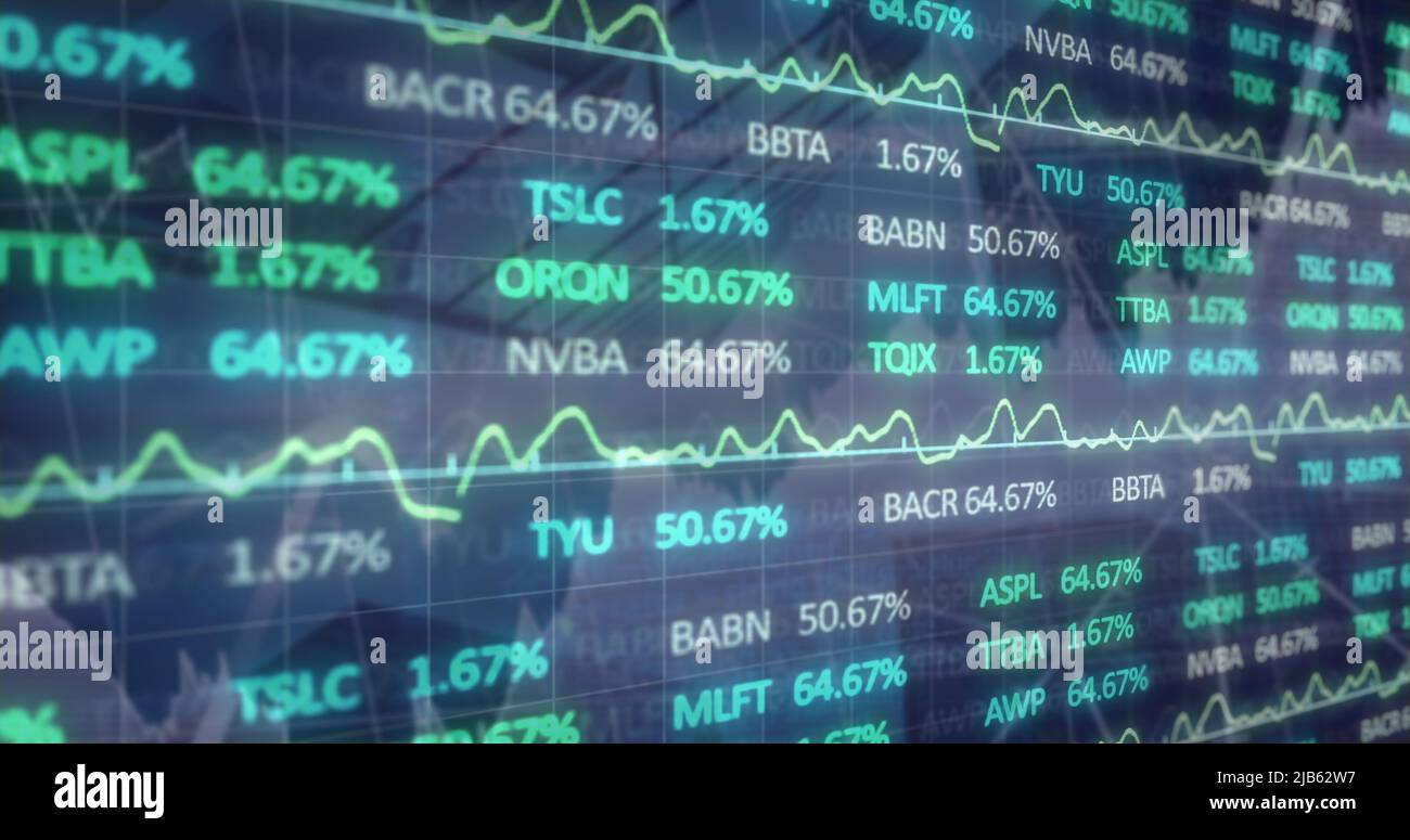Image of financial data and graphs over architecture Stock Photo - Alamy