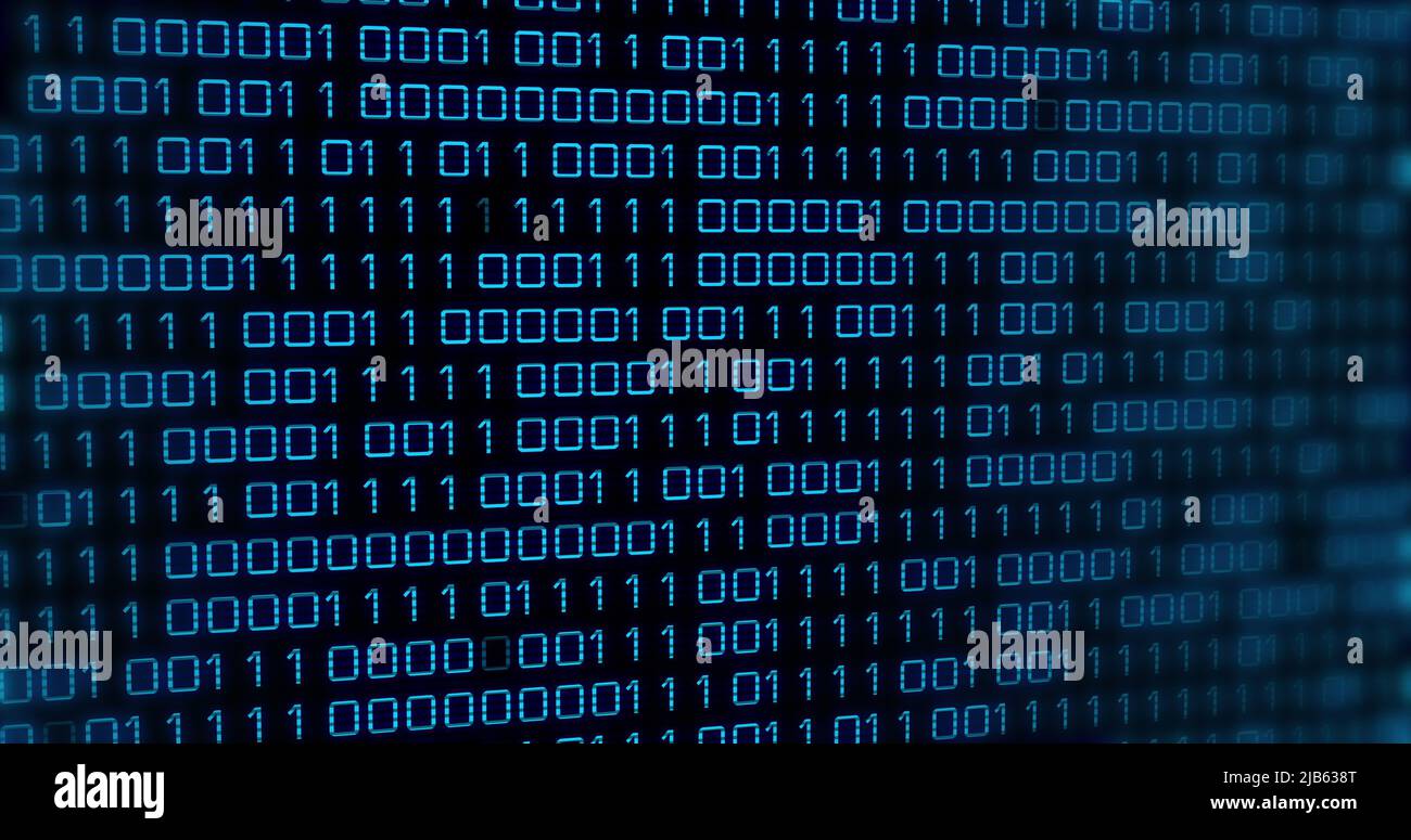 Image of blue binary code changing on black background Stock Photo - Alamy