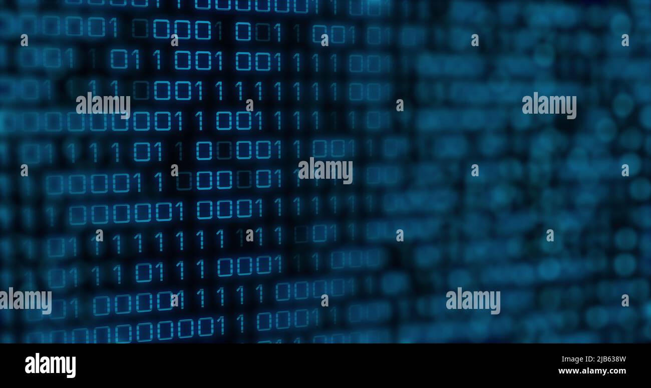 Image of blue binary code changing on black background Stock Photo - Alamy