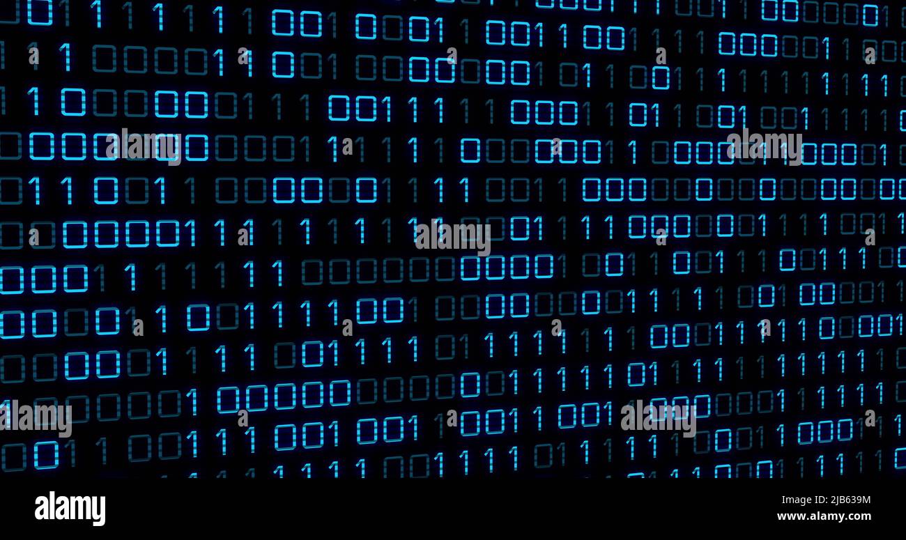 Image of blue binary code changing on black background Stock Photo - Alamy