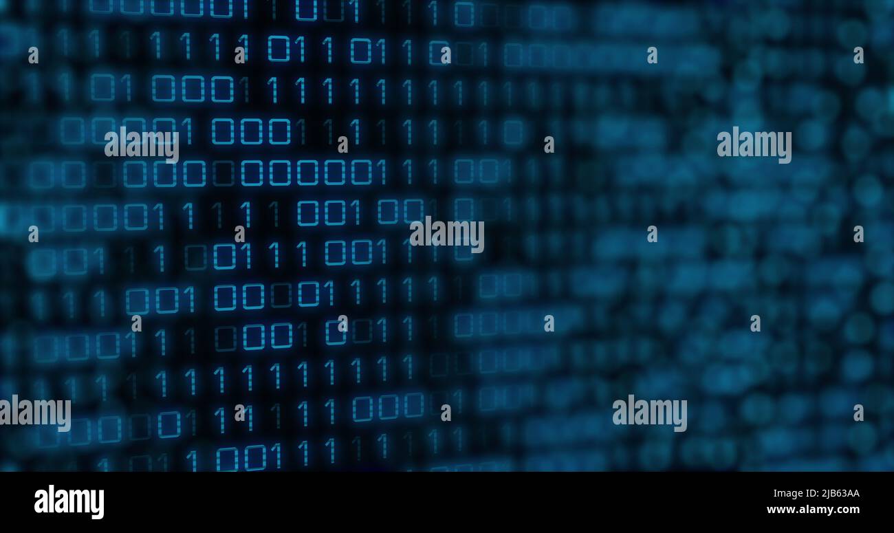 Image of blue binary code changing on black background Stock Photo - Alamy