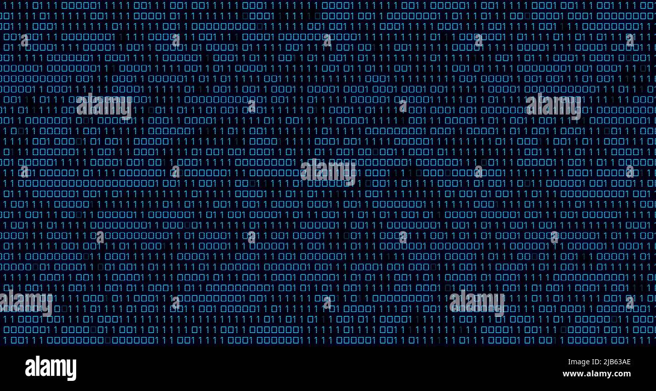 Image of blue binary code changing on black background Stock Photo - Alamy