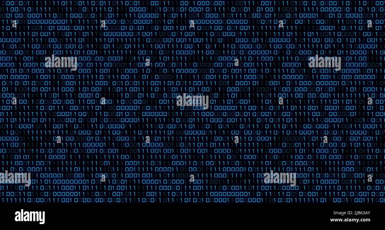 Image of blue binary code changing on black background Stock Photo - Alamy