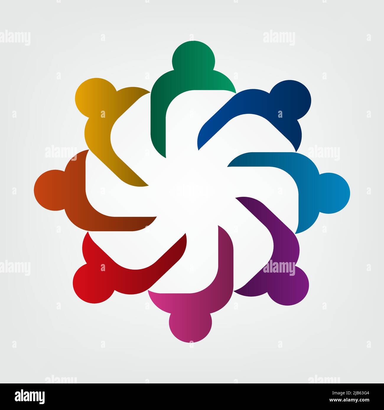Group of eight people logo in a circle.Persons teamwork holding Stock ...