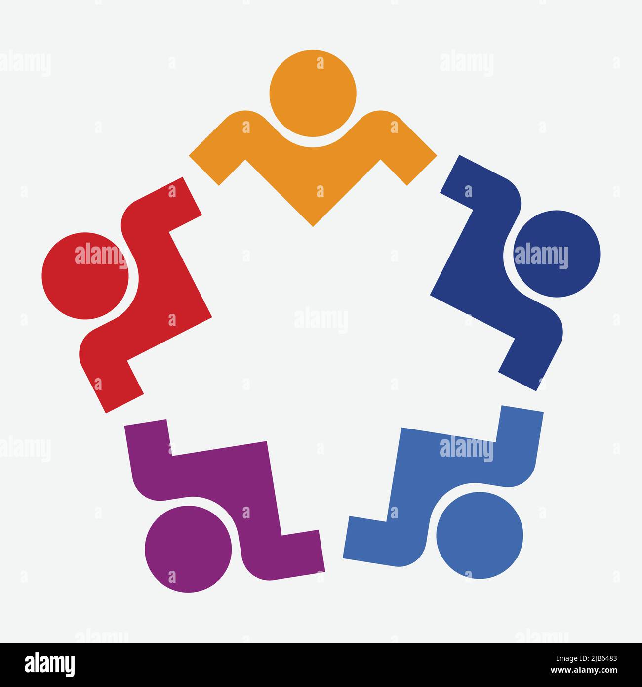 Group of five people in a circle.Teamwork meeting.people are meeting in ...