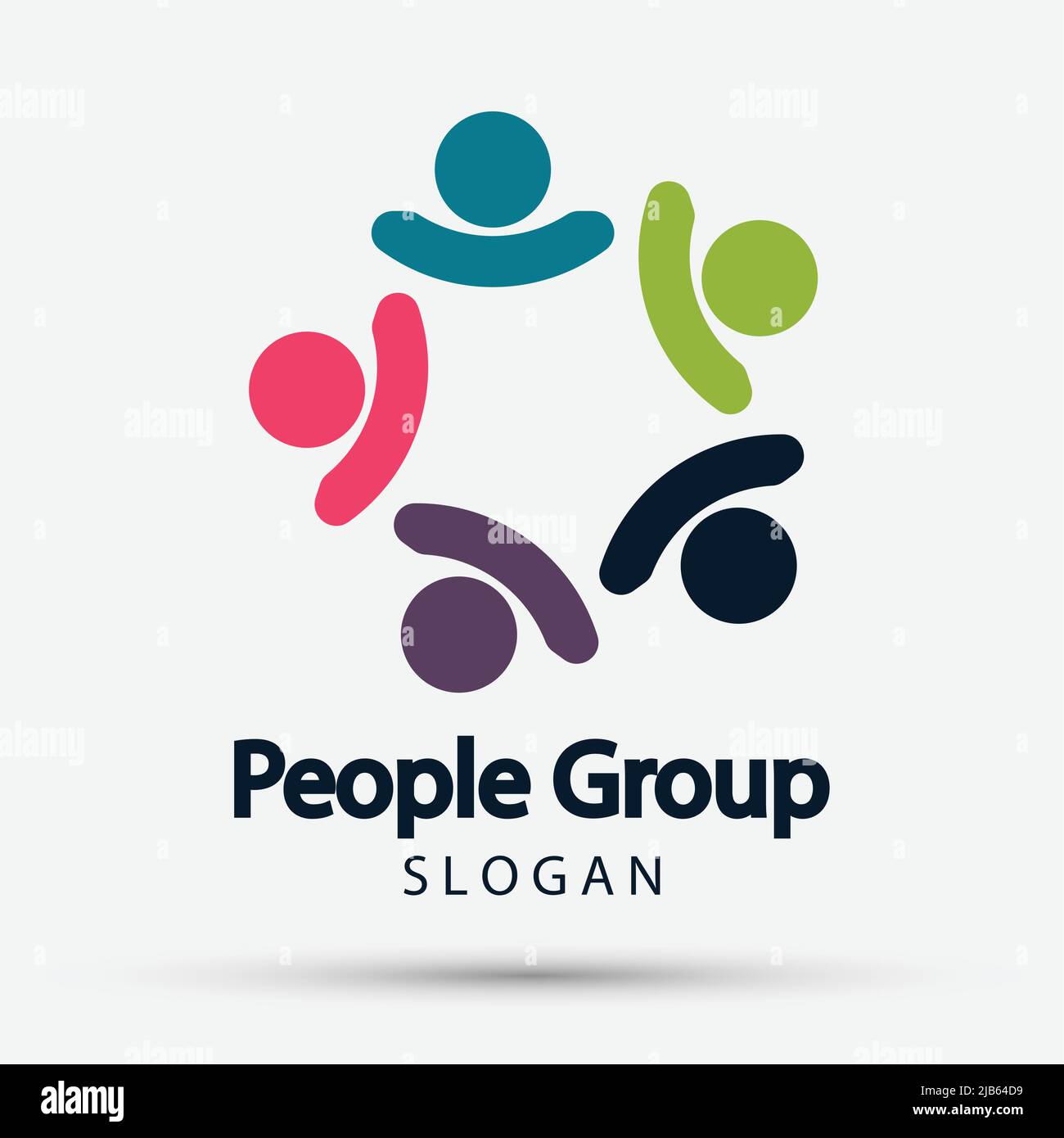 Group four people logo handshake in a circle,Teamwork icon,Vector ...