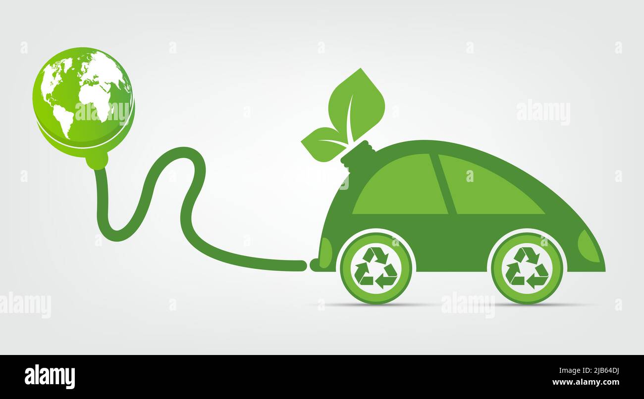 Ecology and Environmental Cityscape Concept,Car Symbol With Green ...