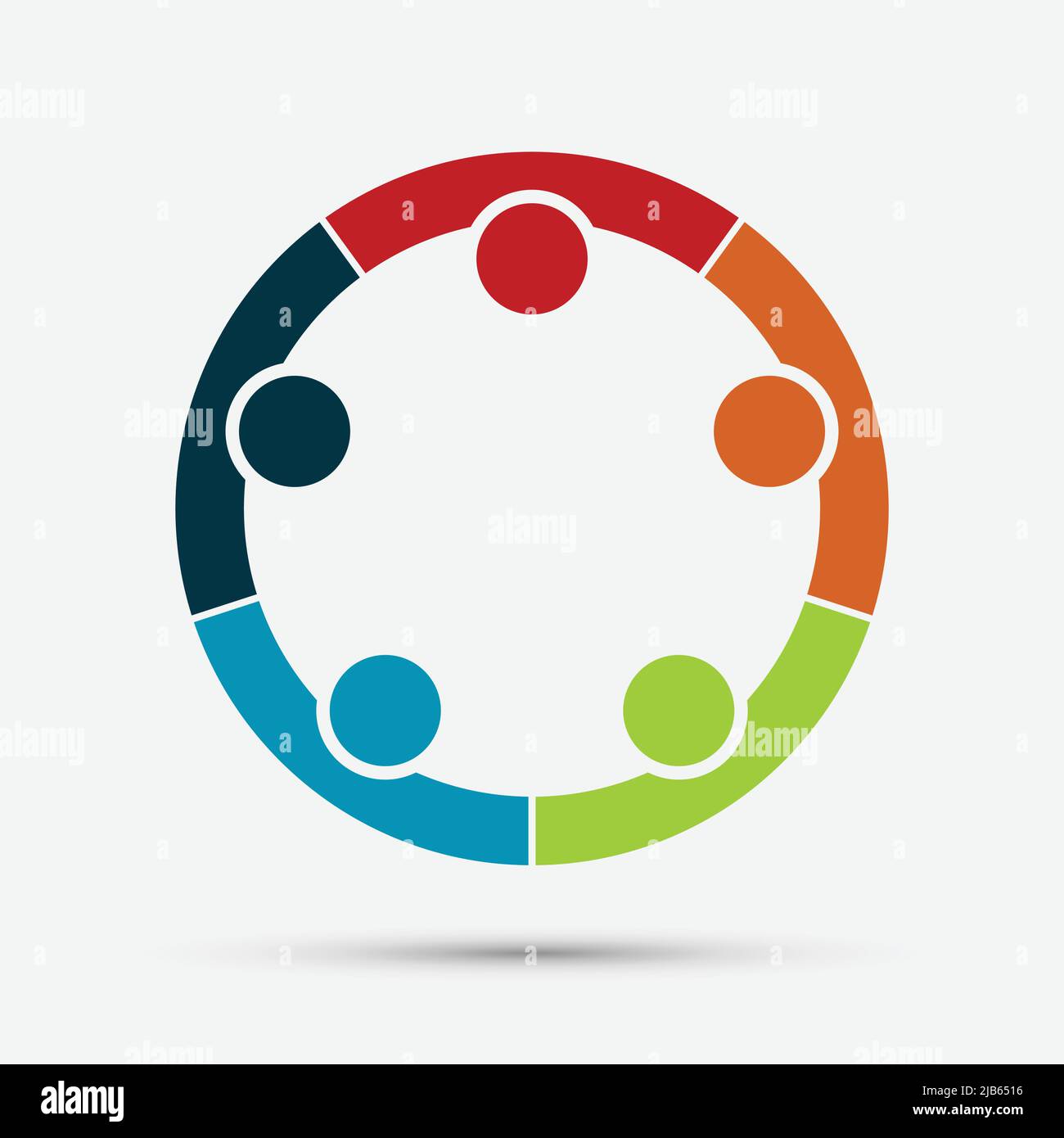 Group of five people in a circle.Teamwork meeting.people are meeting in ...