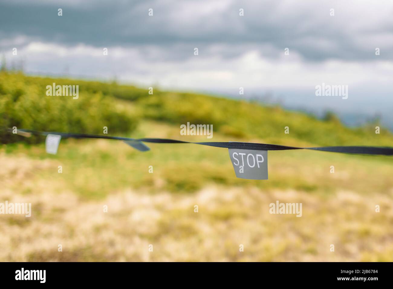 Warning sings and symbols on the road. Warning sign for a tourist road ...