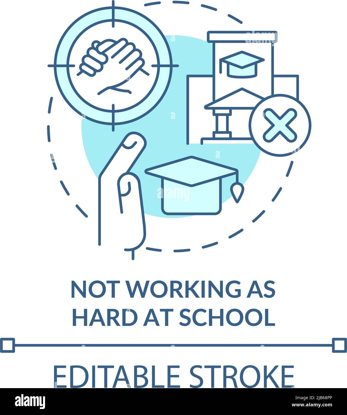 Not working as hard at school turquoise concept icon Stock Vector Image ...