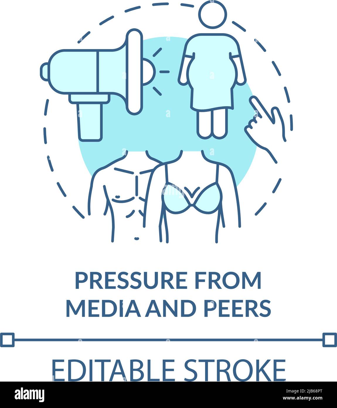 Pressure from media and peers turquoise concept icon Stock Vector Image ...