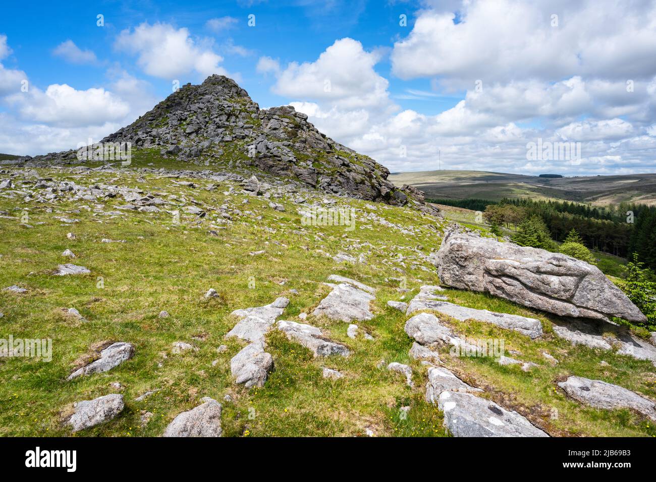 Leather Tor, seen from Lower Leather Tor, Dartmoor National Park, Devon ...