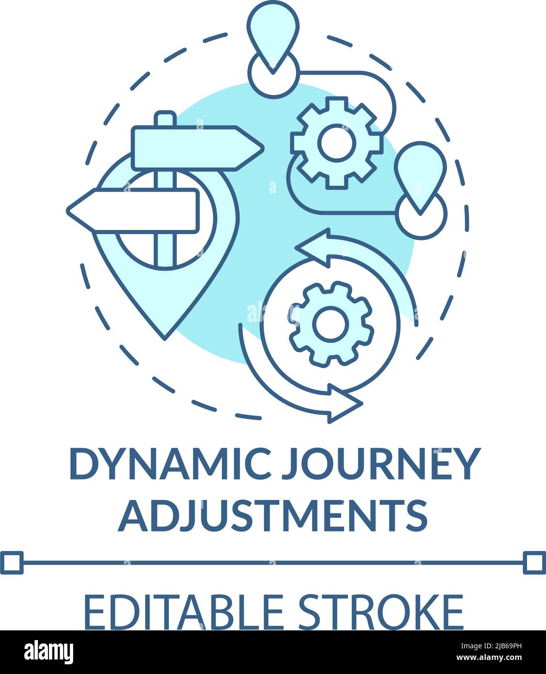 Dynamic journey adjustments turquoise concept icon Stock Vector Image ...