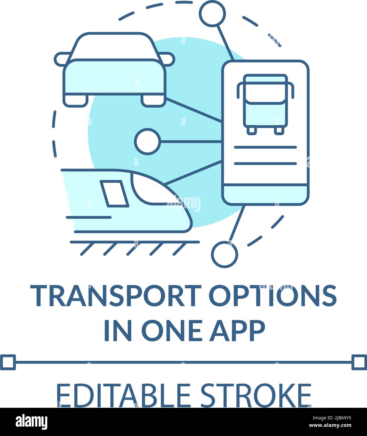 Transport options in one app turquoise concept icon Stock Vector Image ...
