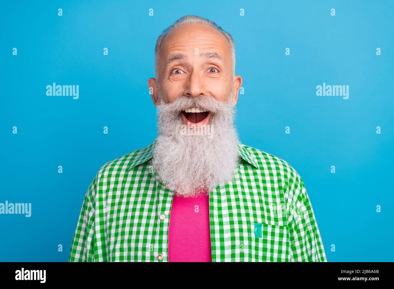 Portrait of astonished positive person open mouth stare speechless cant ...