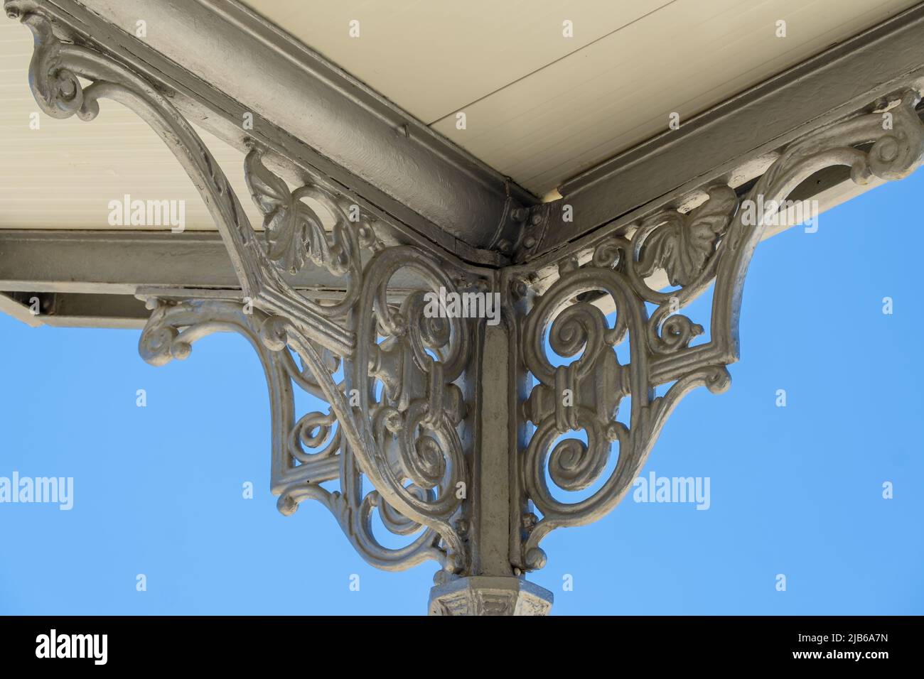 pillar in cast iron of a canopy on the station platform in Tavira ...