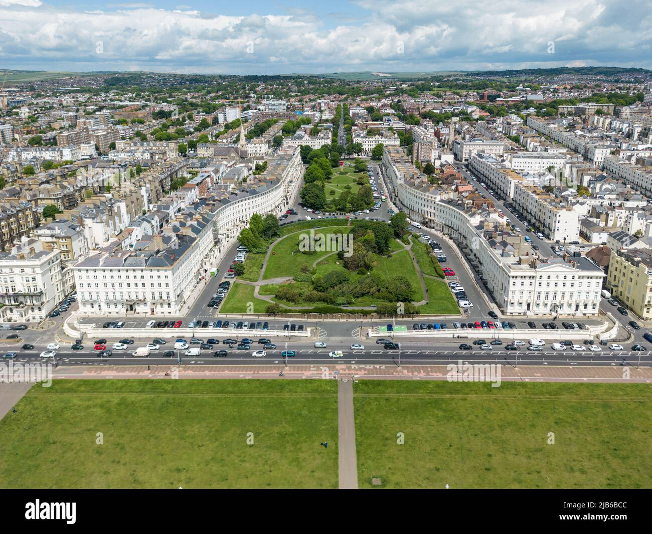 Aerial view of Regency built Adelaide Crescent and Palmeira Square ...