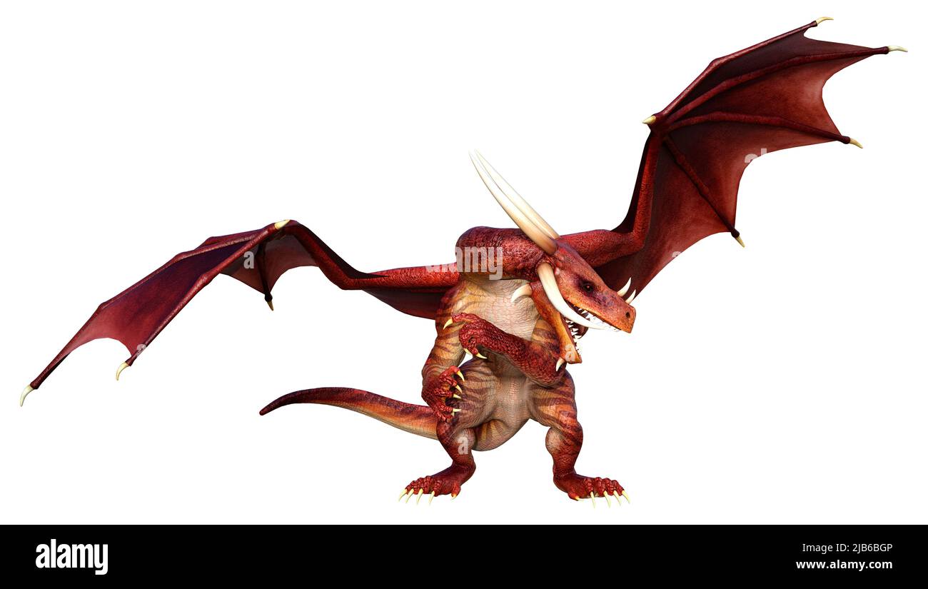 3D rendering of a fantasy dragon isolated on white background Stock ...