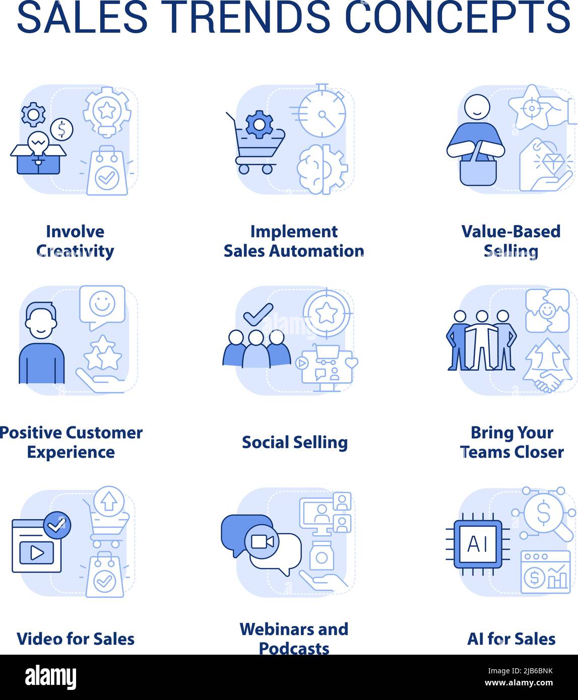 Sales Trends Light Blue Concept Icons Set Stock Vector Image And Art Alamy