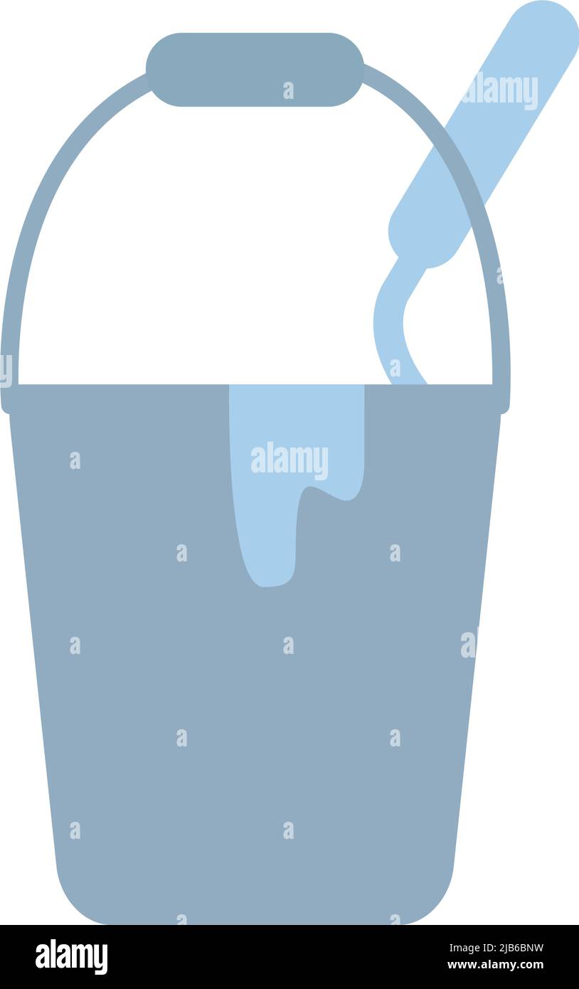 Bucket with grey paint for walls semi flat color vector object Stock ...