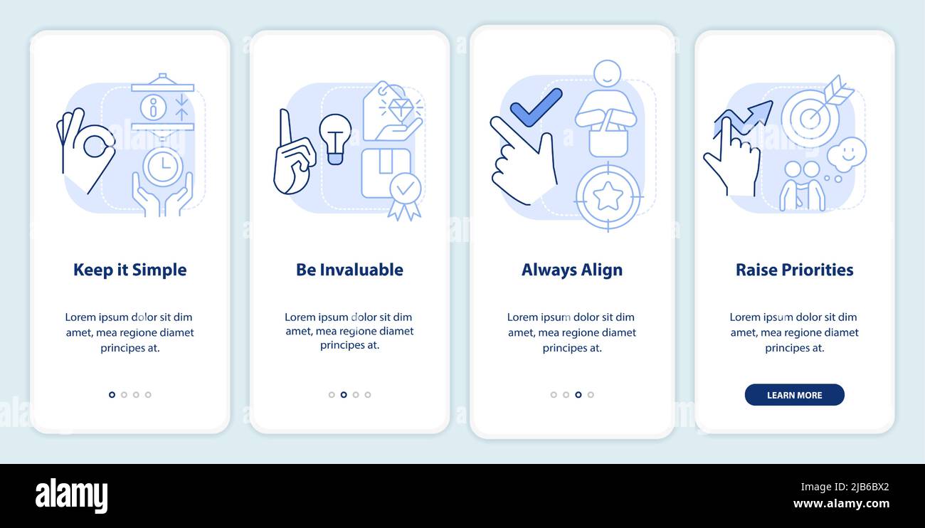 Components of communication light blue onboarding mobile app screen Stock Vector Image & Art - Alamy