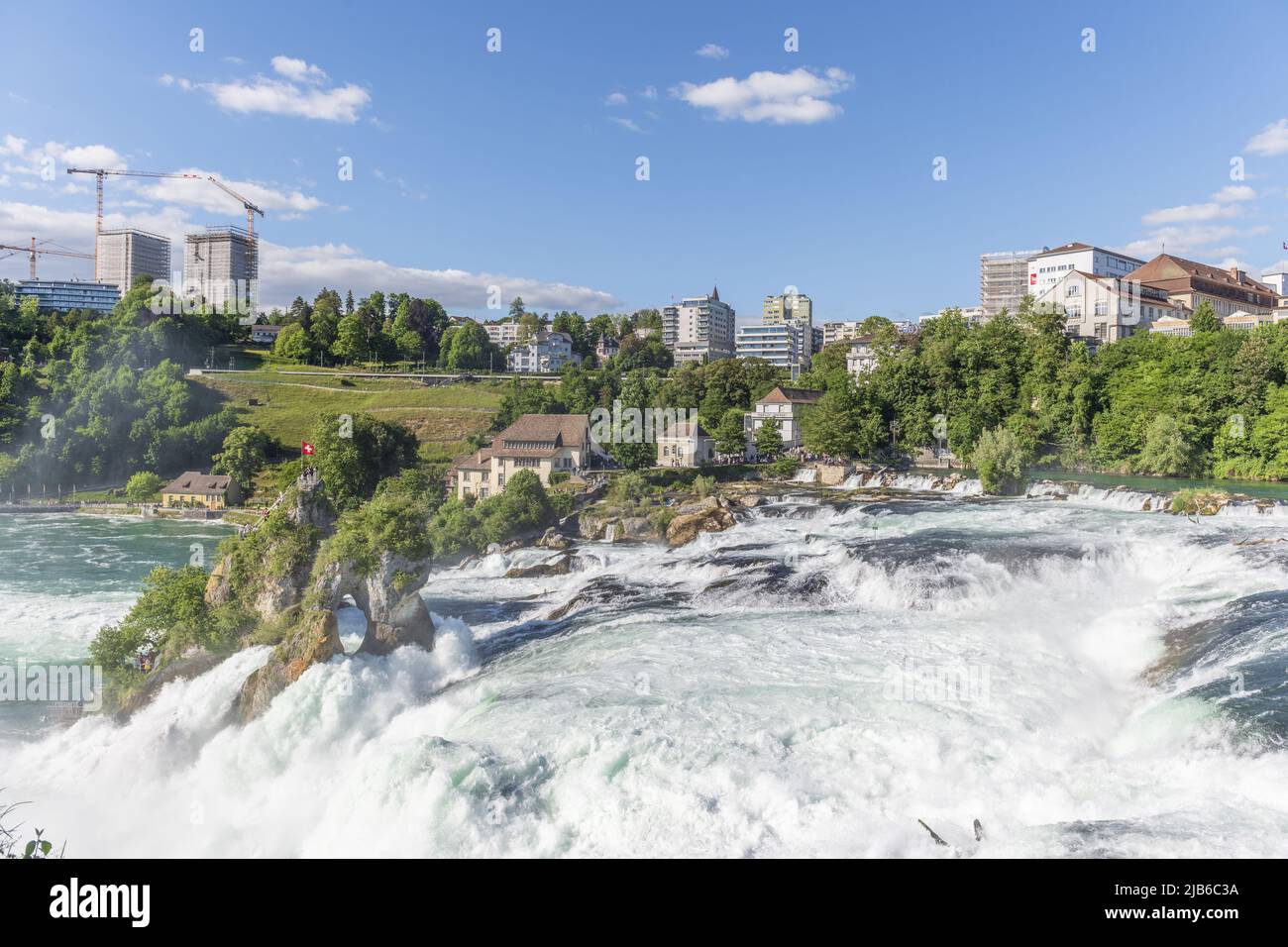 Waterfall of Rhine Falls in spring, the largest waterfalls in Europe ...