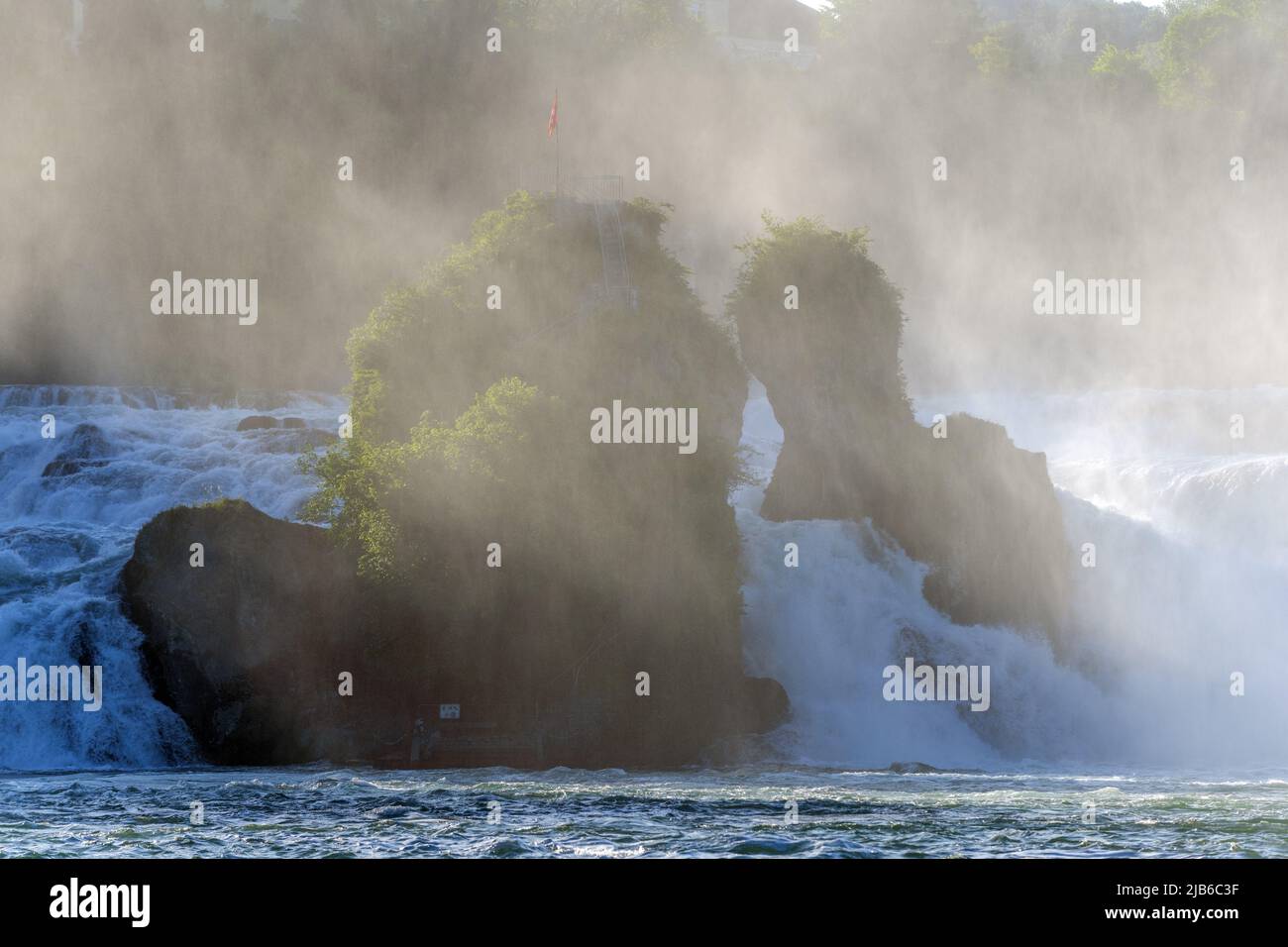 Waterfall of Rhine Falls in spring, the largest waterfalls in Europe ...