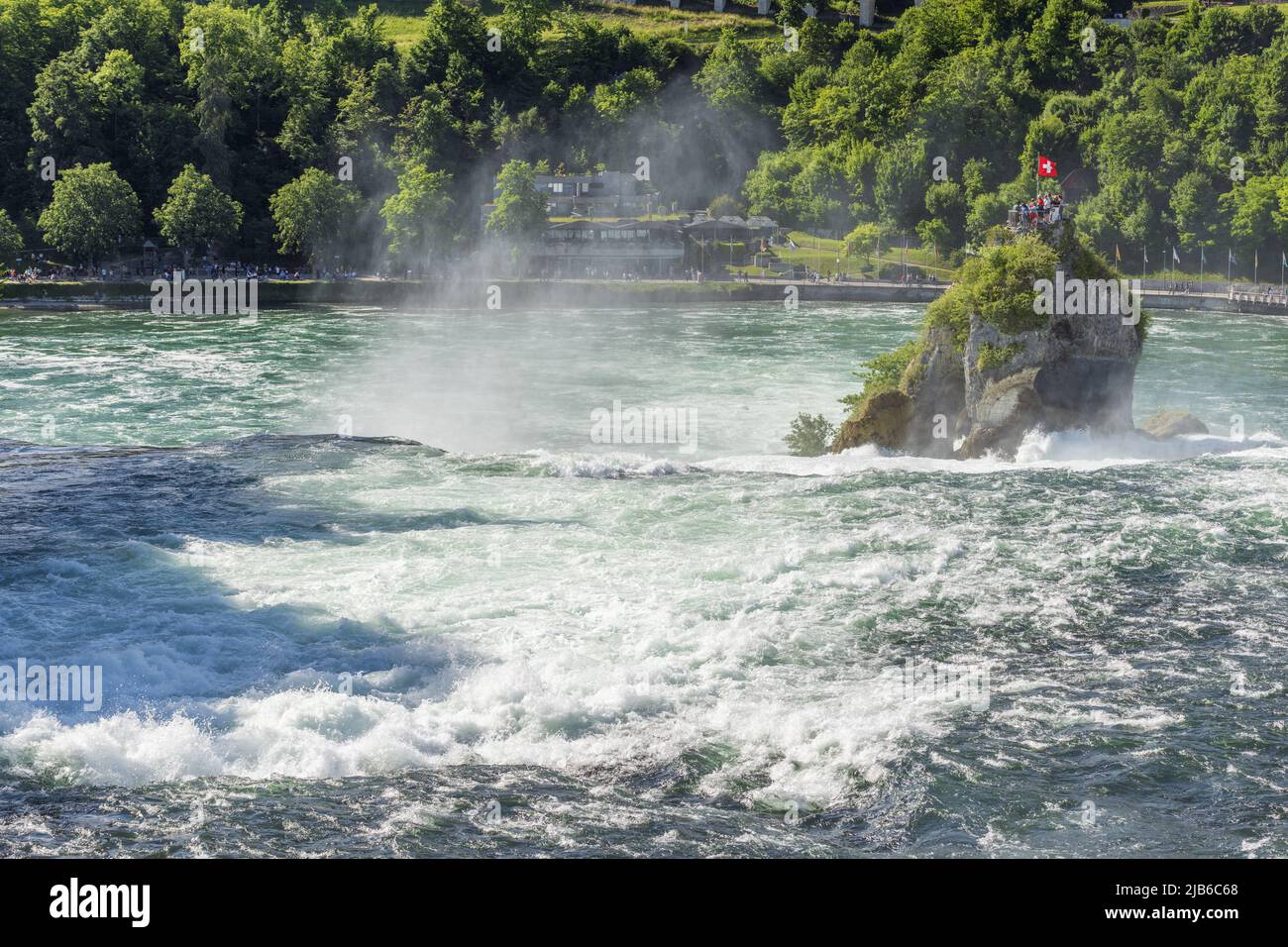 Waterfall of Rhine Falls in spring, the largest waterfalls in Europe ...