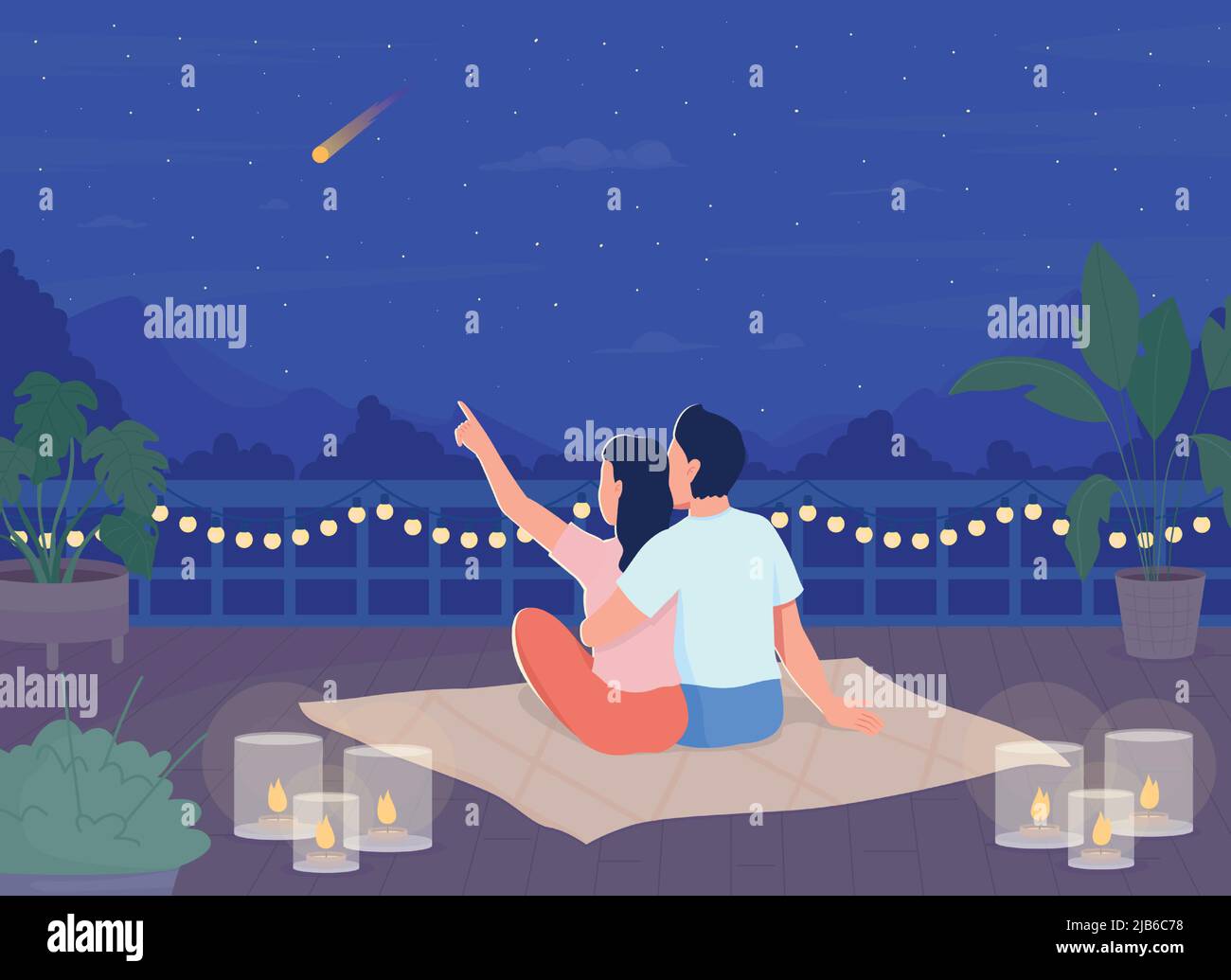 Young woman on rooftop Stock Vector Images - Alamy