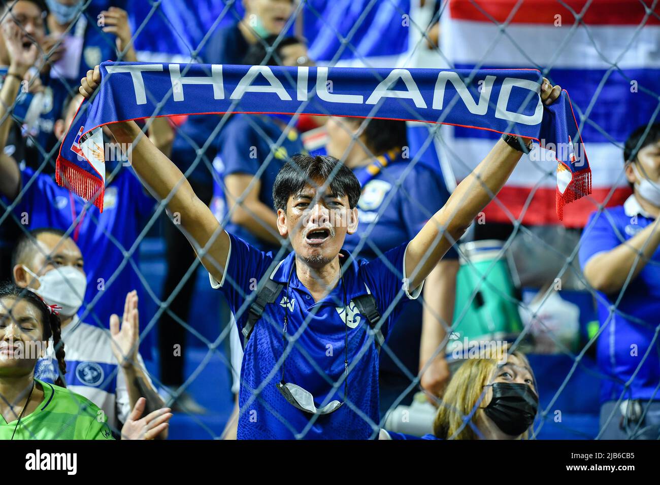 A Thailand fan cheers during the International Friendly match between ...