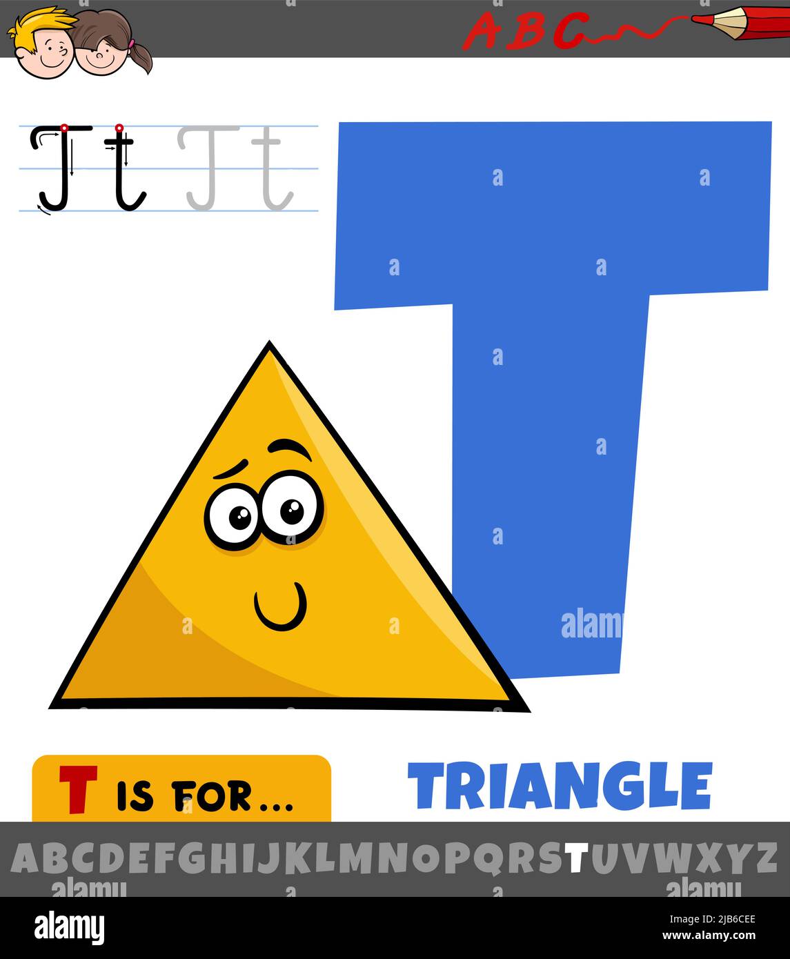 Educational cartoon illustration of letter T from alphabet with ...