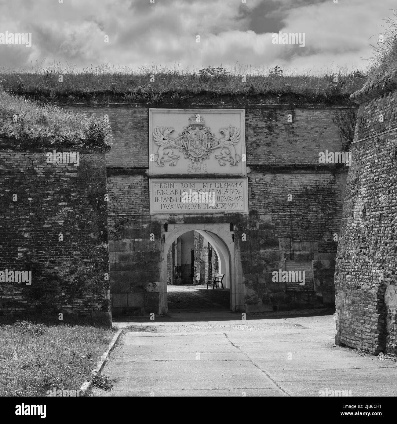 Ferdinand's Gate in the old fortress in Komárno with the inscription ...