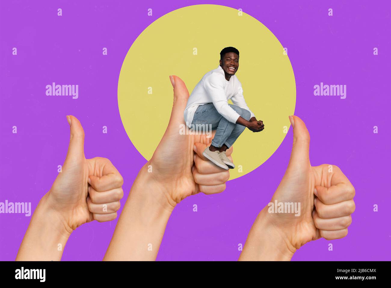 3d retro abstract creative collage of american guy rated many arms ...