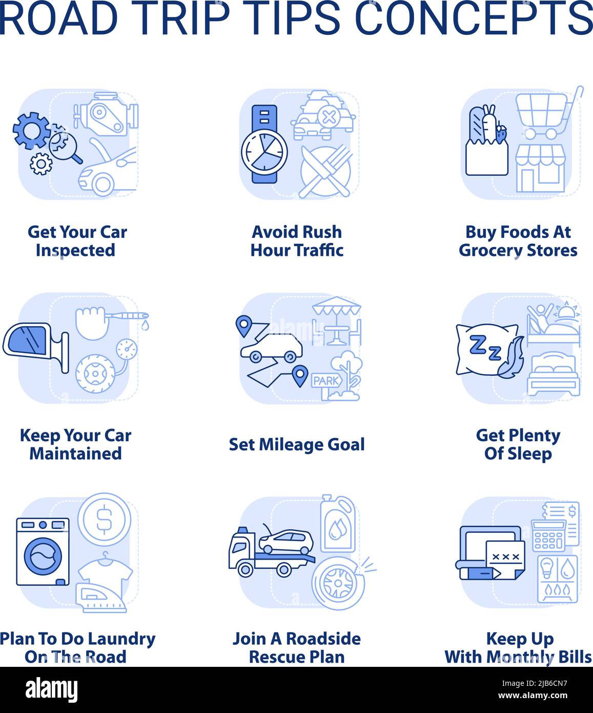 Road trip tips light blue concept icons set Stock Vector Image & Art ...
