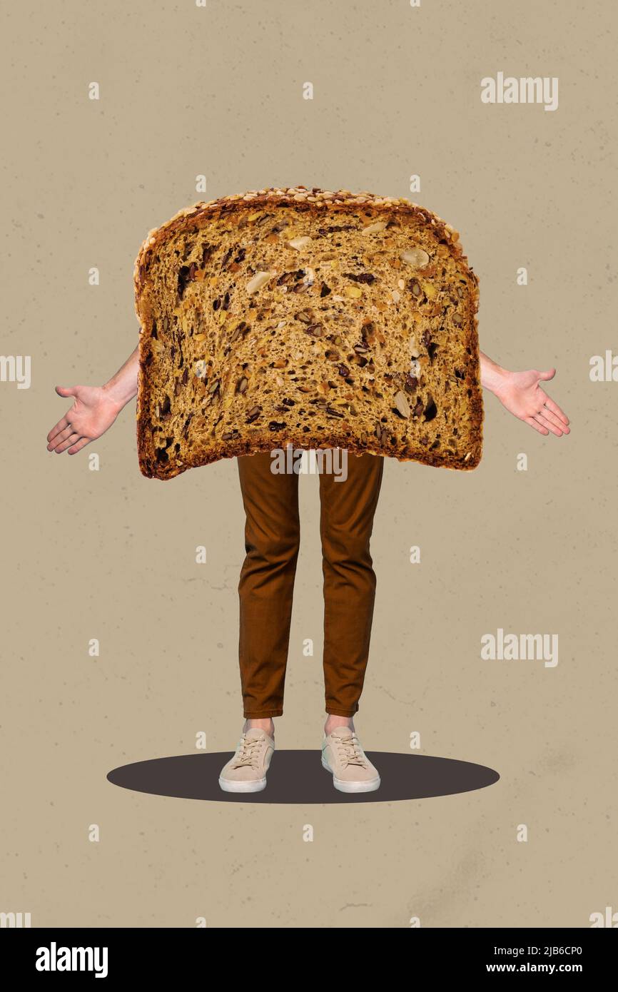 Creative 3d photo artwork graphics collage of funny dark bread having ...