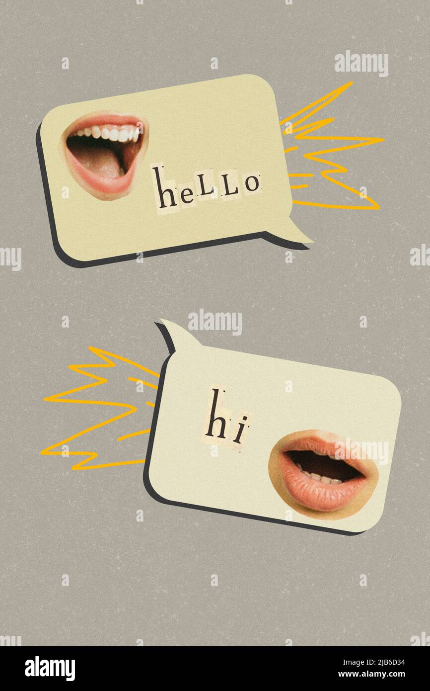 Photo cartoon comics sketch collage of two mouths having friendly ...