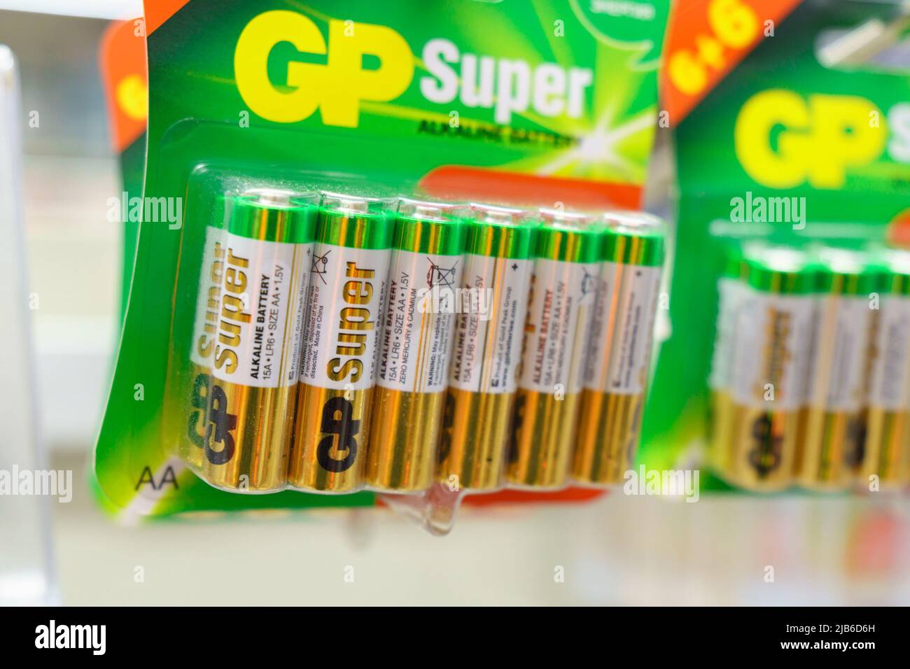 Tyumen, Russia-May 11, 2022: GP Super Alkaline AA batteries selling on ...