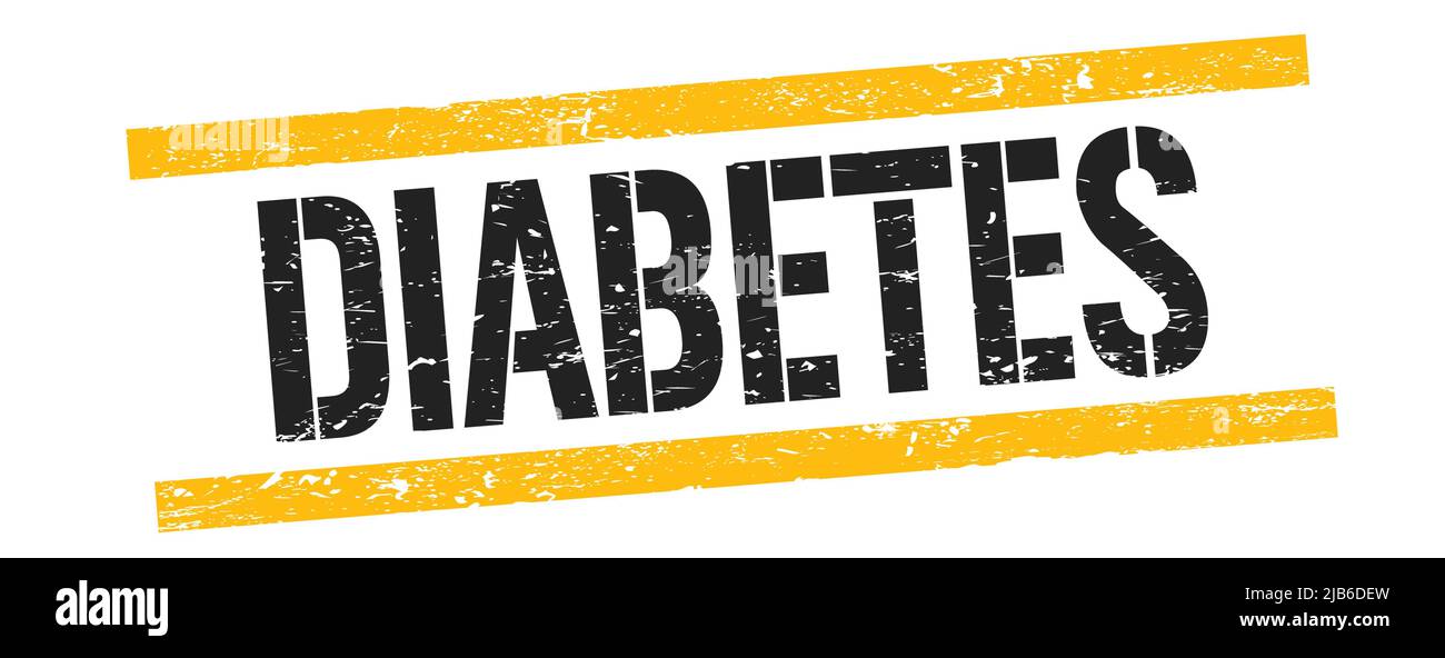 DIABETES text on black yellow grungy lines stamp sign Stock Photo - Alamy
