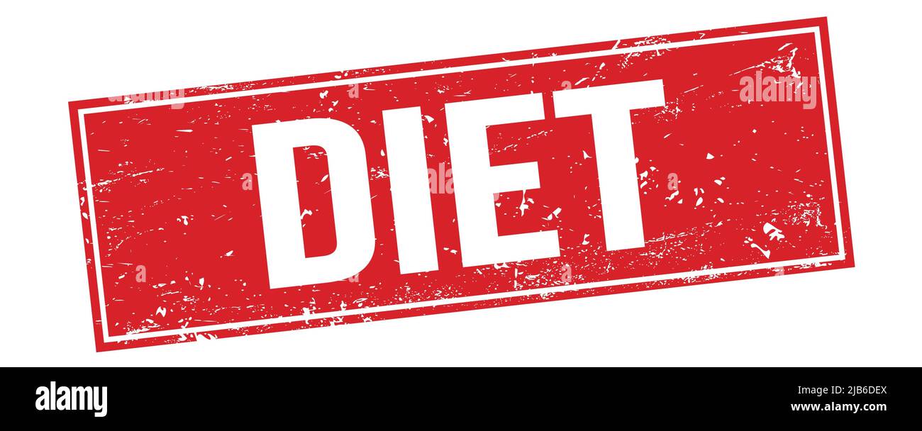 DIET text on red grungy rectangle stamp sign Stock Photo - Alamy