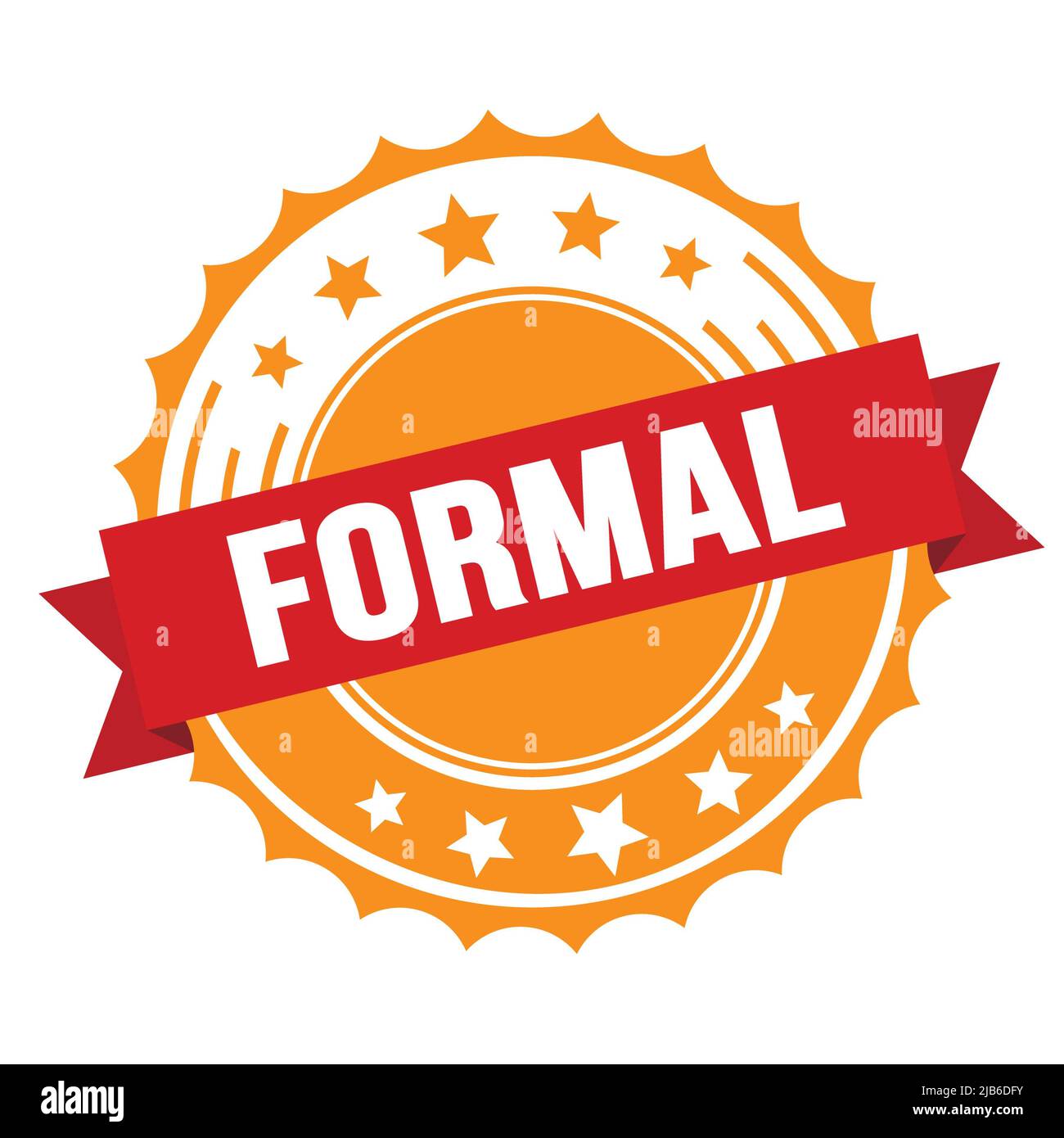 FORMAL text on red orange ribbon badge stamp Stock Photo - Alamy