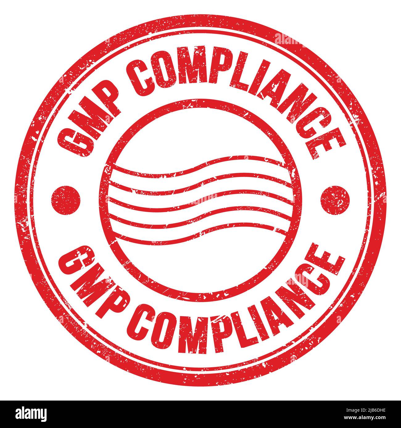 GMP COMPLIANCE word written on red round postal stamp sign Stock Photo ...