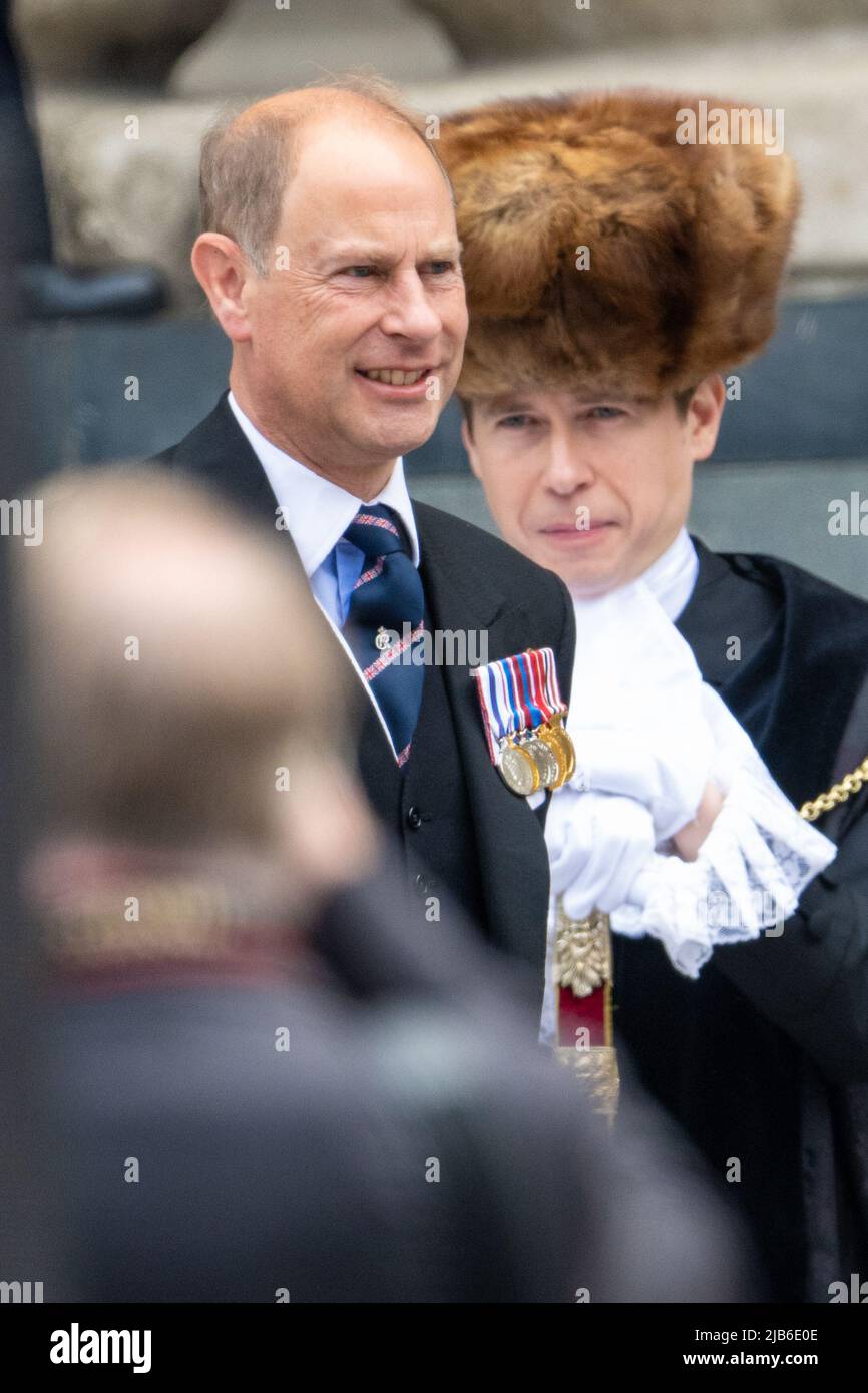 Prince Edward Earl of Wessex attending the Service of Thanksgiving for ...