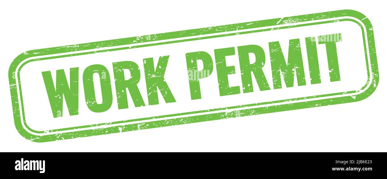 WORK PERMIT text on green grungy vintage rectangle stamp Stock Photo ...