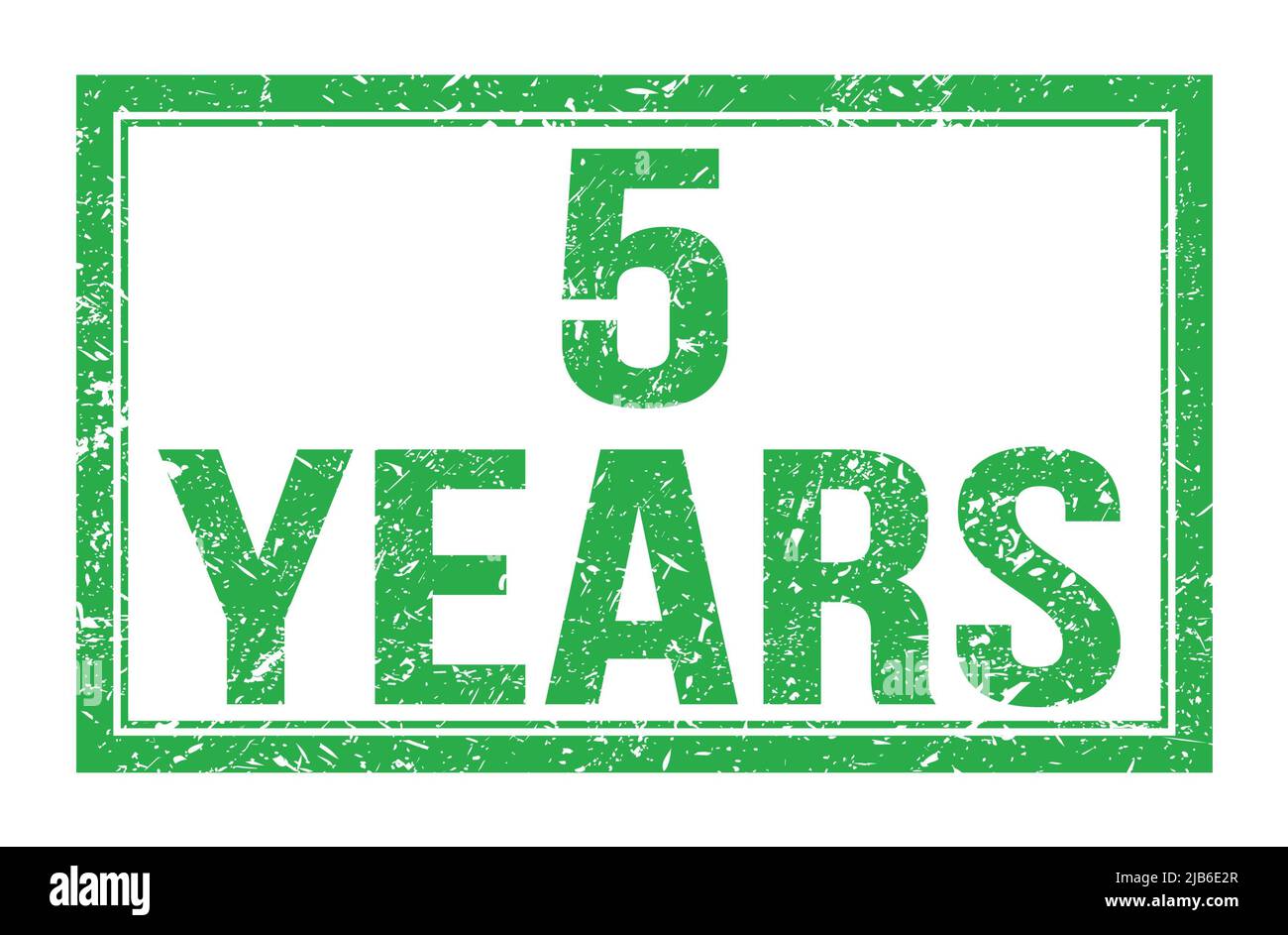 5 YEARS, words written on green rectangle stamp sign Stock Photo - Alamy
