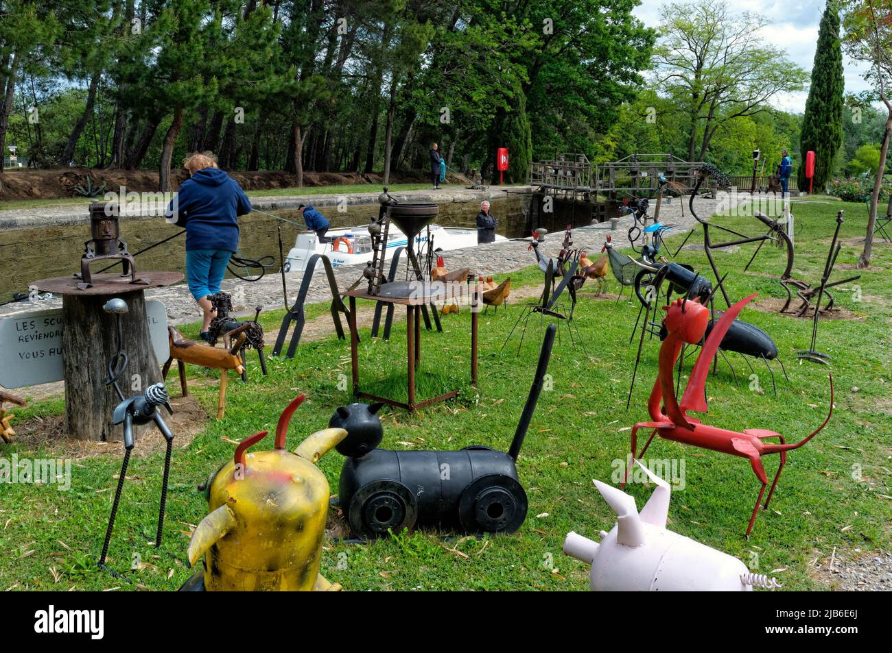 The Canal-du-Midi, lock of the Aiguille. Works by lock artist Joël ...